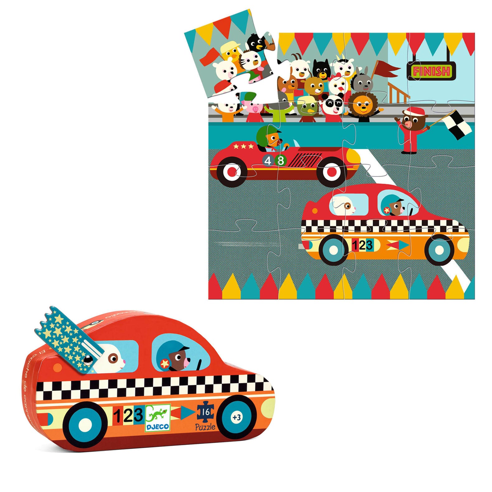 Djeco 16 Piece Puzzle - Racing Car