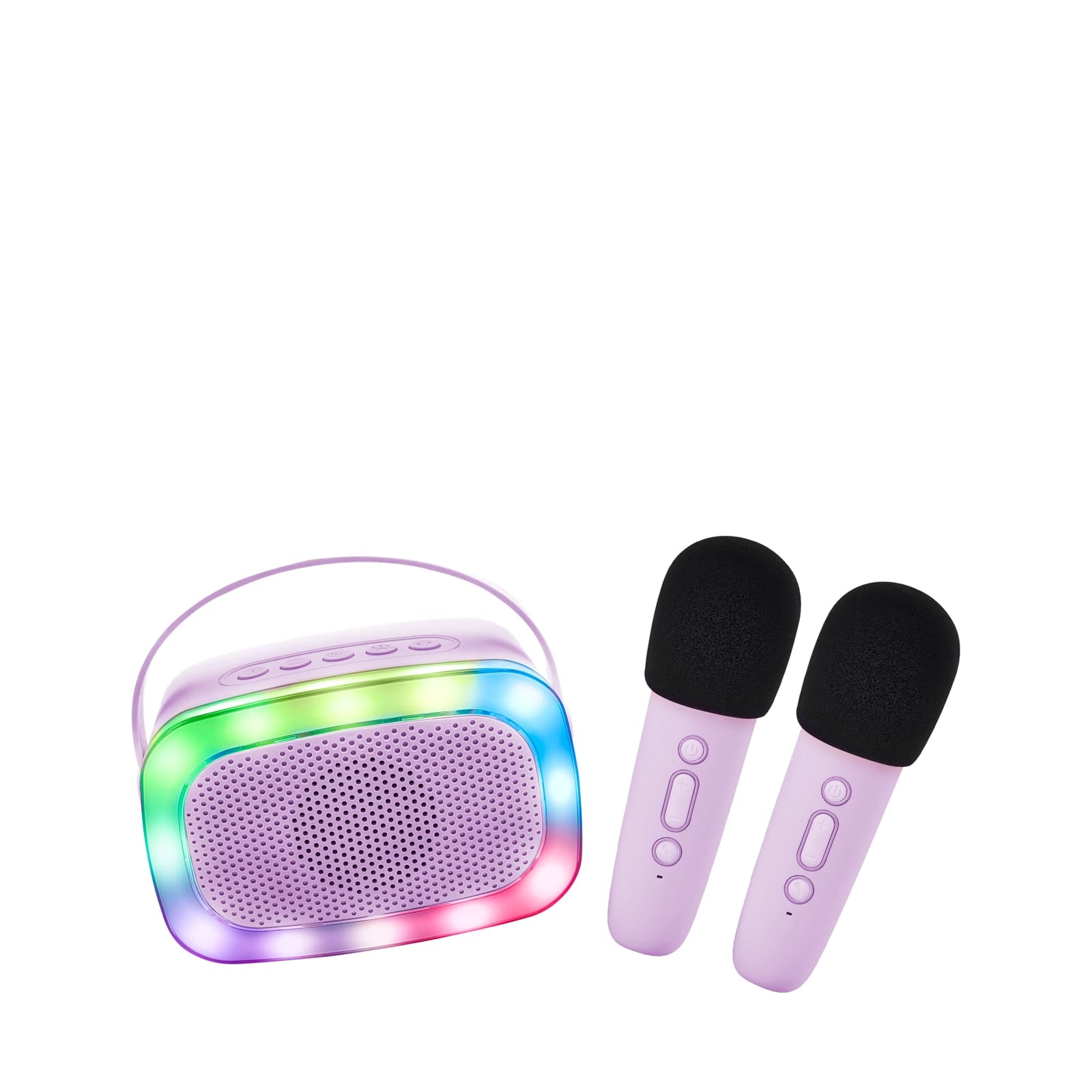 Lalarma Light Up Karaoke Machine and 2 Microphones - Purple