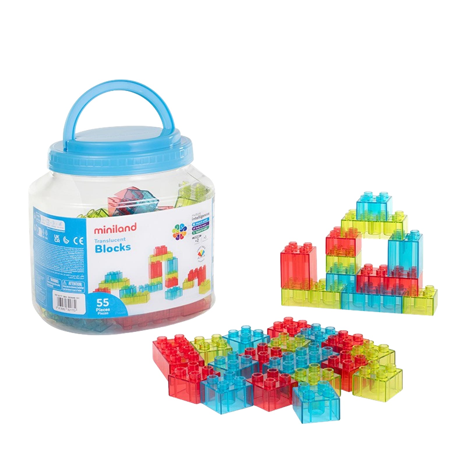 Miniland Translucent Building Blocks - 55 Pieces
