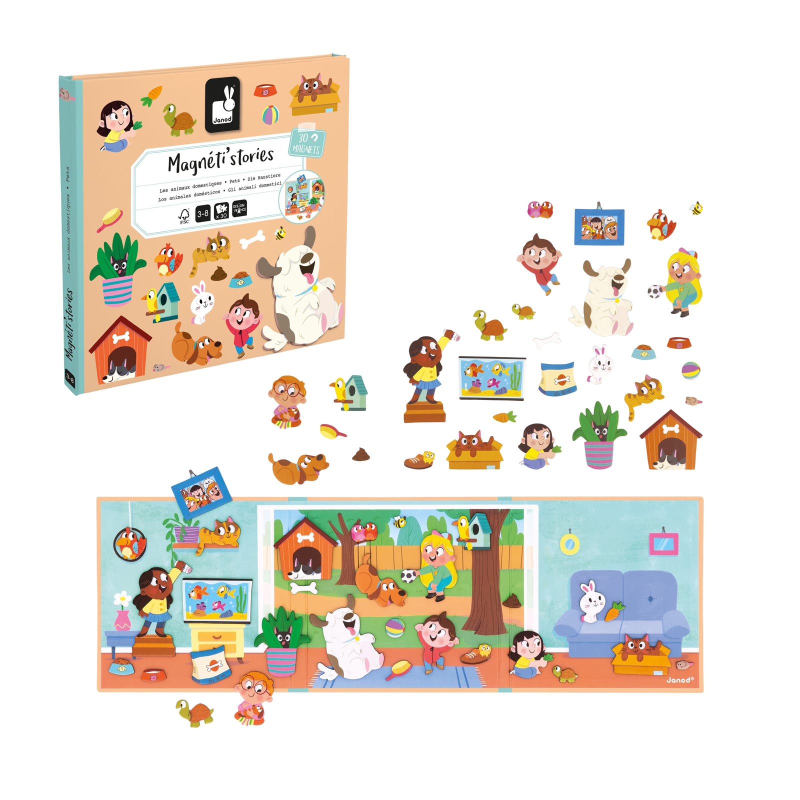 Janod Magnetic Story Board Book - Pets