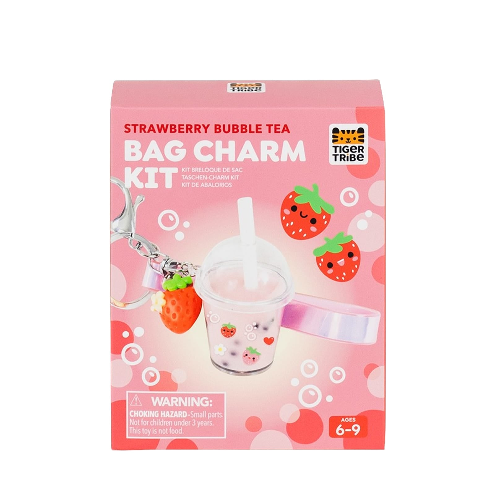 Tiger Tribe Bag Charm Craft Kit - Strawberry Bubble Tea